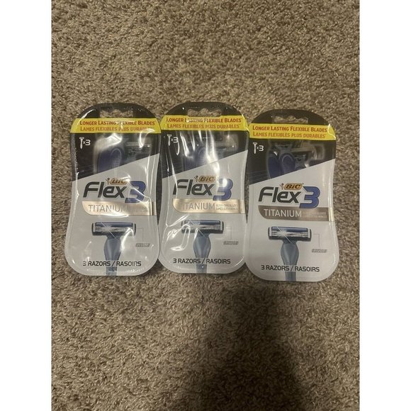 BIC | Grooming | Lot Of 3 Bic Flex 3 Titanium Disposable Razors 3blade ...